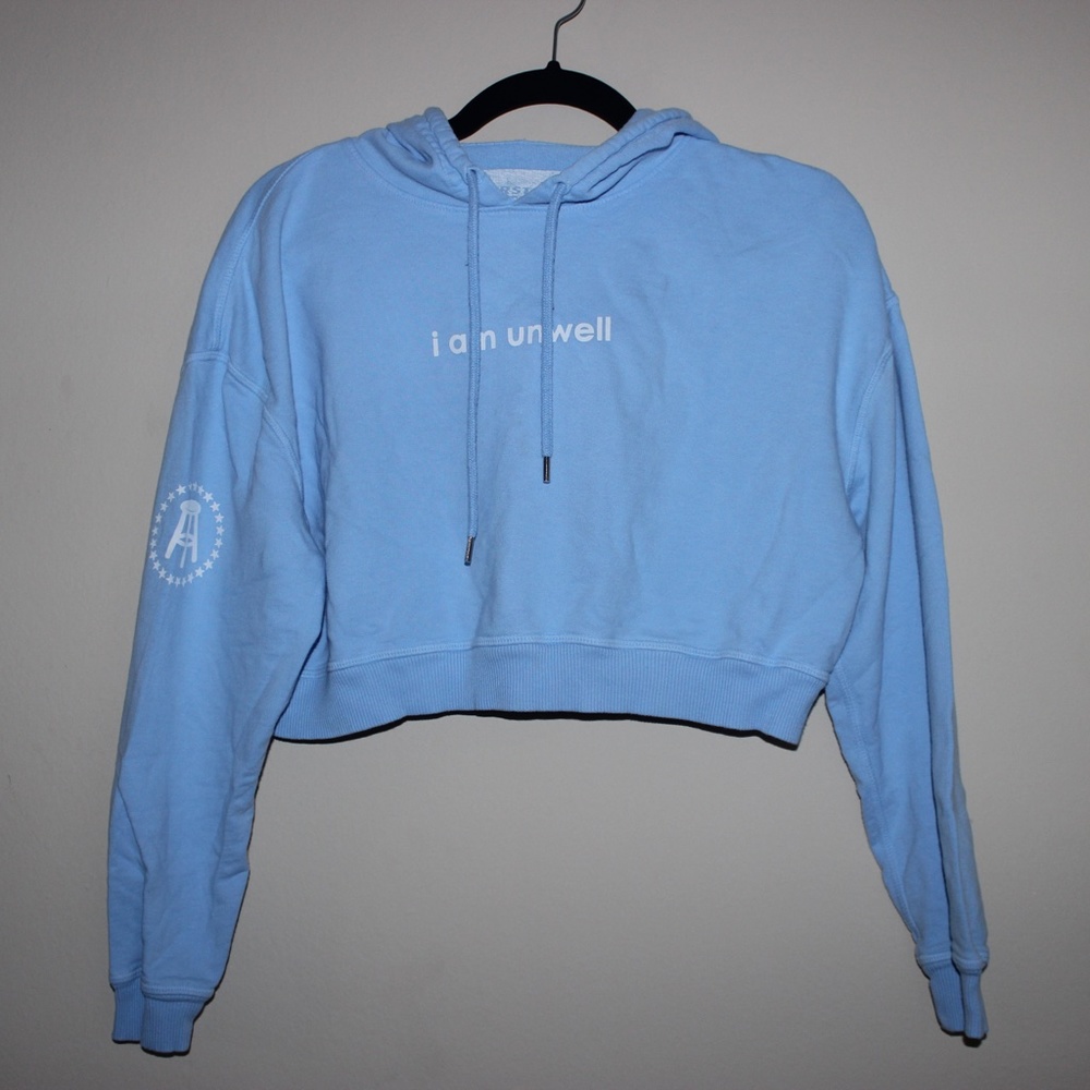 Call Her Daddy I Am Unwell Blue Cropped Hoodie Gem